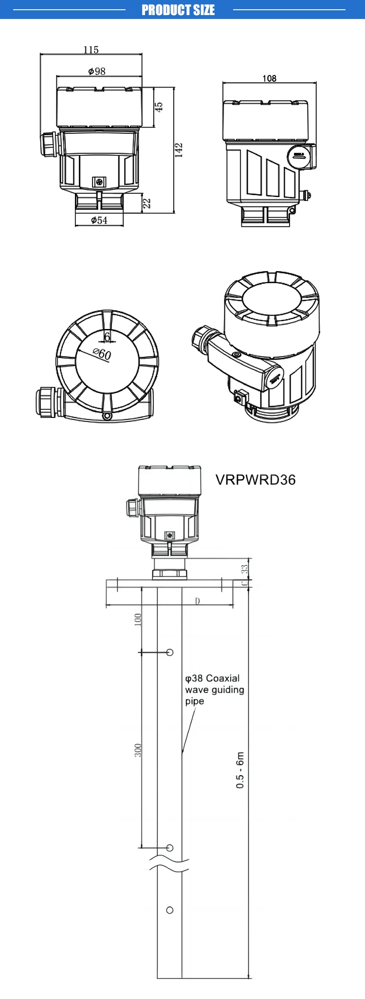 Intelligent Coaxial Probe Guided Wave Radar Level Transmitter For ...