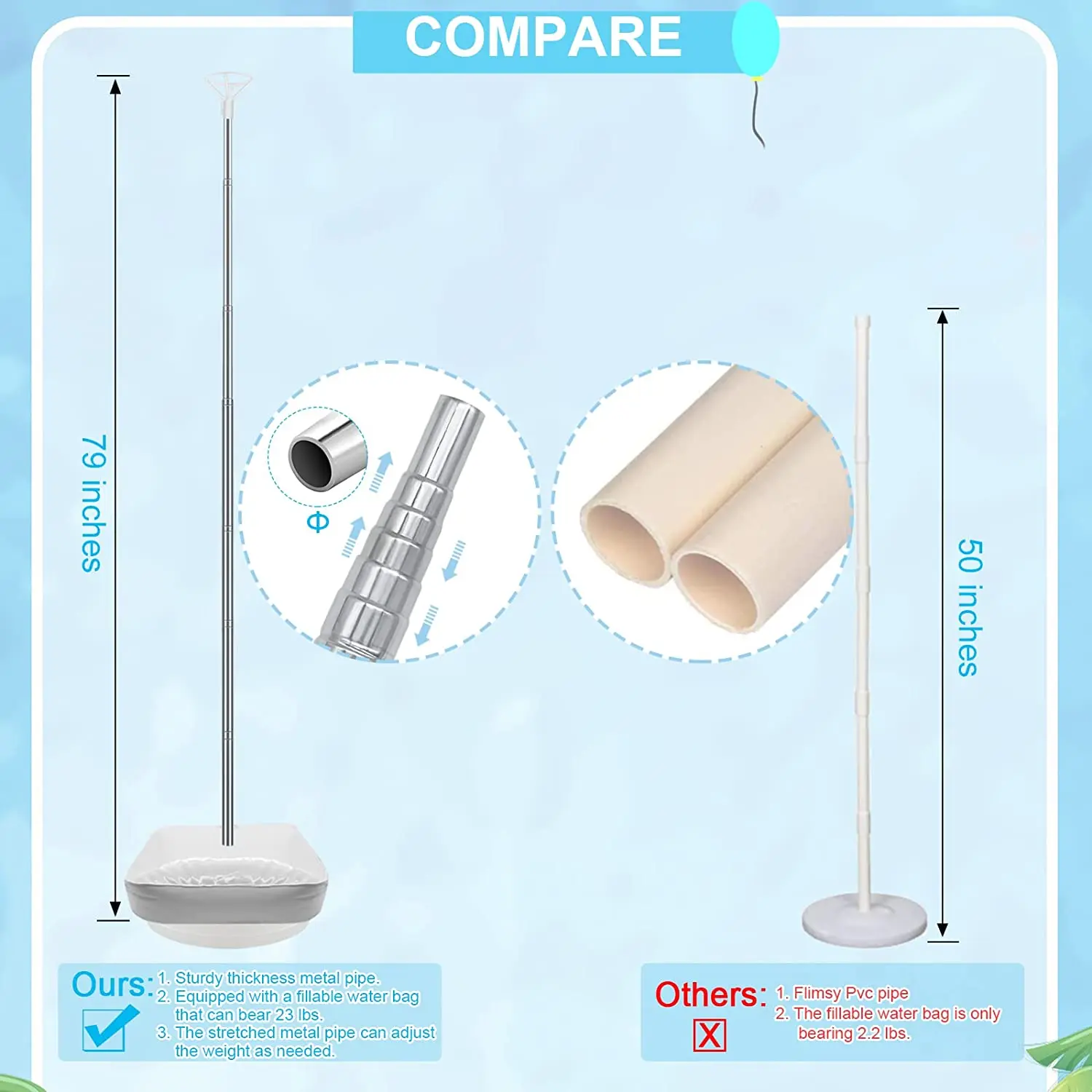 Adjustable Balloon Telescopic Rod Balloon Holder Wedding Birthday Party ...