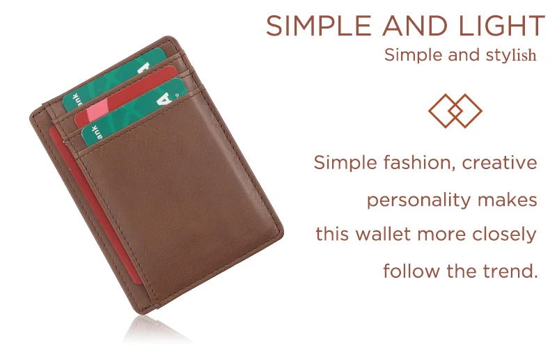 Slim Minimalist Leather Small Credit Card Wallet Pu Card Case Wallet ...