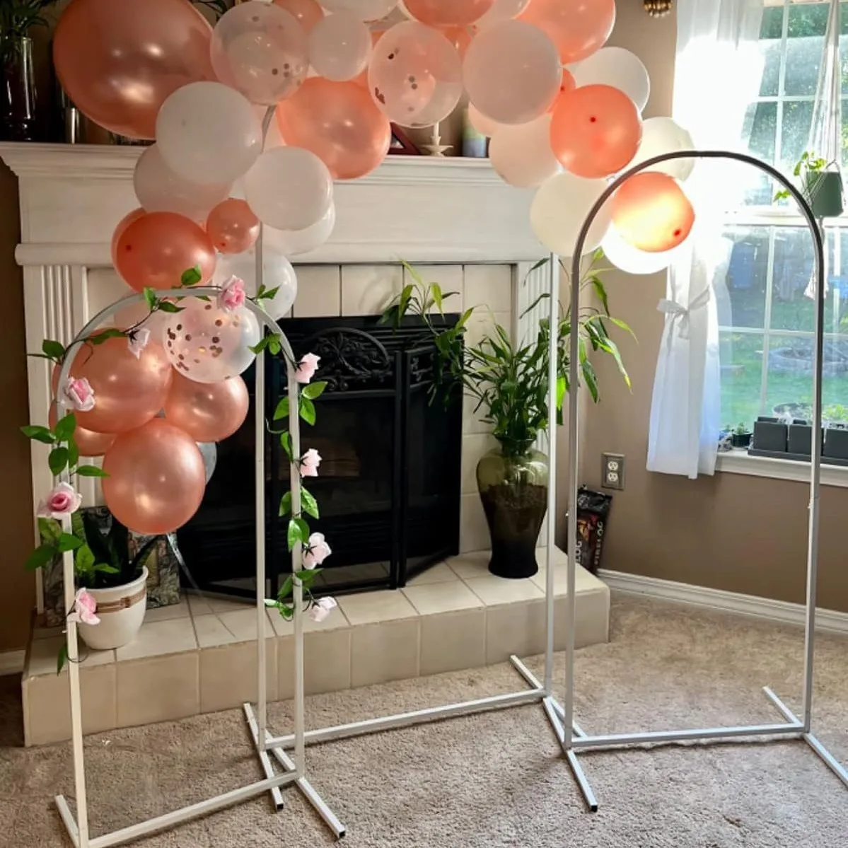 Simple Gold Black Metal Party Arch Photo Zones Backdrop Stand Kit ...