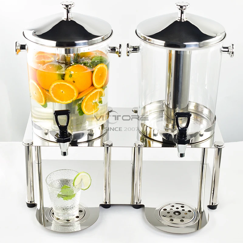 16 Litres Double Tank Juice Dispenser with Ice Tube Cooling