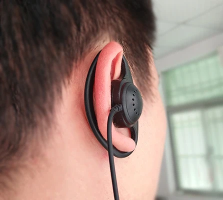Single Side Headset D Shape 3.5mm Earpiece Mono Hook Earphone Two Way ...