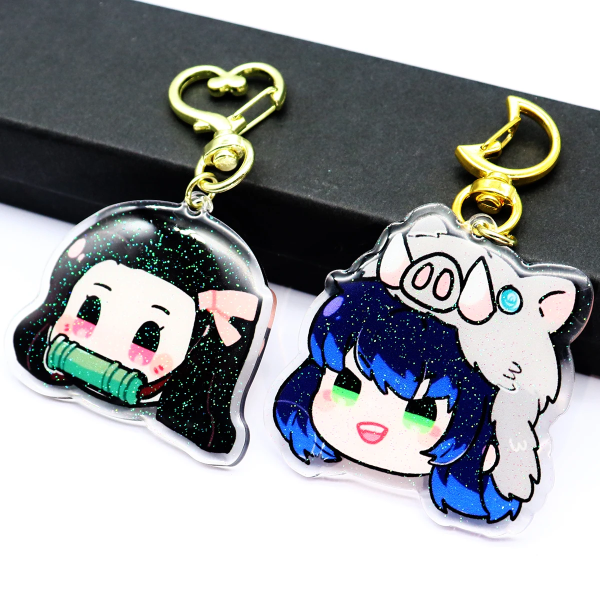 Custom Made Cute Kanroji Mitsuri Pink Demon Slayer Clear Glitter Epoxy