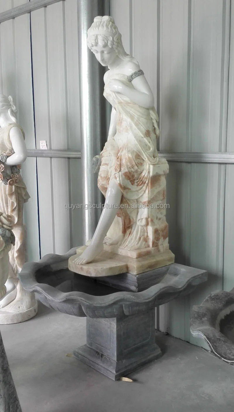 Outdoor Garden Decoration Marble Stone Goddess Statue Water Fountain ...