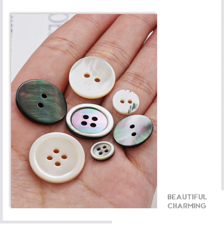 Elegant Shell Buttons With Mother of Pearl Flatback, 4-Hole Dry ...
