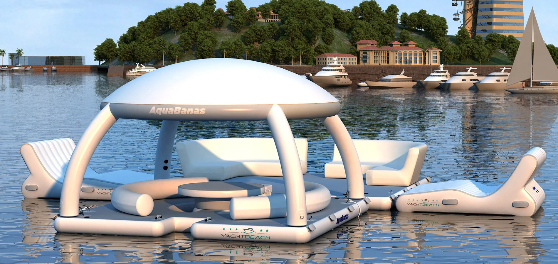 Floating Mobile Bar at Sea - Inflatable Bar Platform Tent