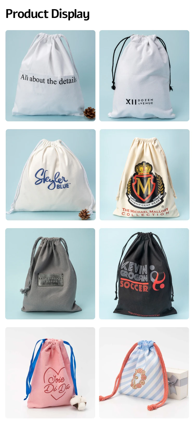 Custom Logo Printed Gift Canvas Cotton Double String Handbag Shoe Dust ...