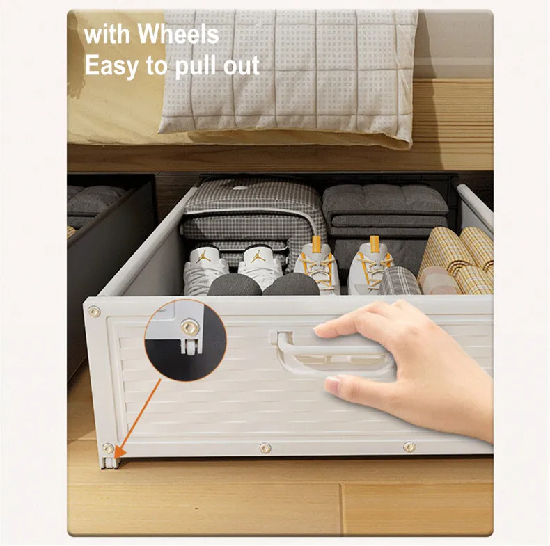 Under Bed Storage Organizer Drawer Metal Storage Containers Cart Under ...