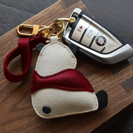 Panda Handmade Cute Saddle Hand-stitched Key Chains Customized Genuine ...