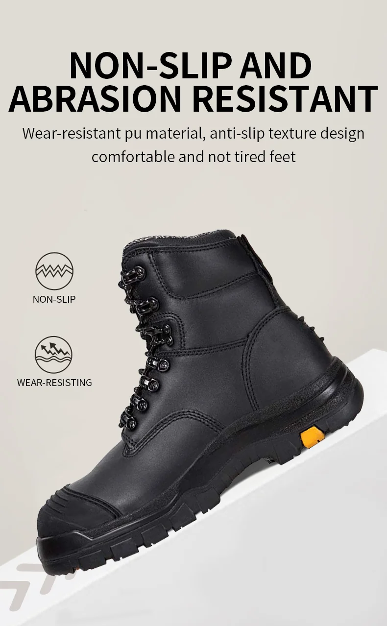 Steel Plate Anti-pierce Safety Boots Genuine Leather Work Shoes With Pu ...
