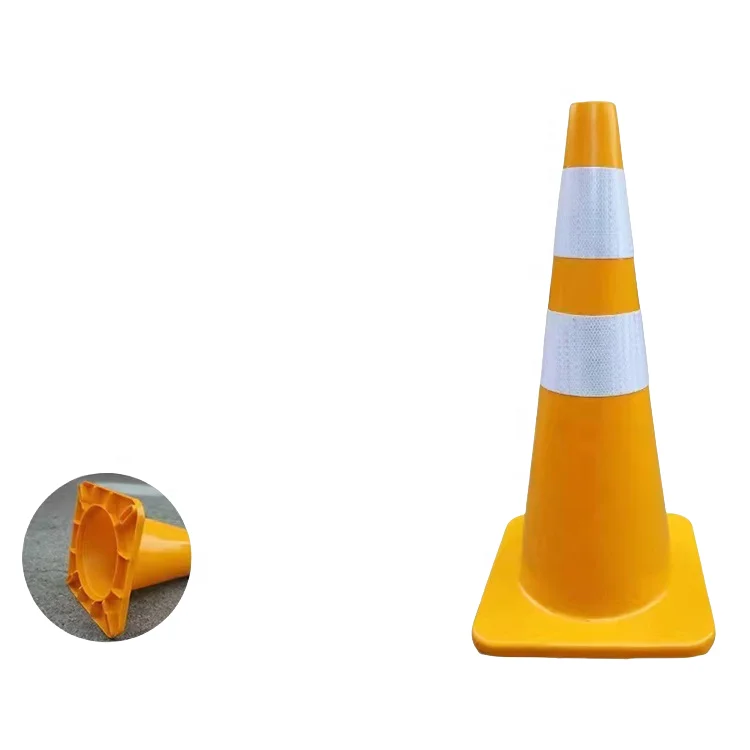 Traffic Safety Cones Orange Color Soft PVC Material With High ...