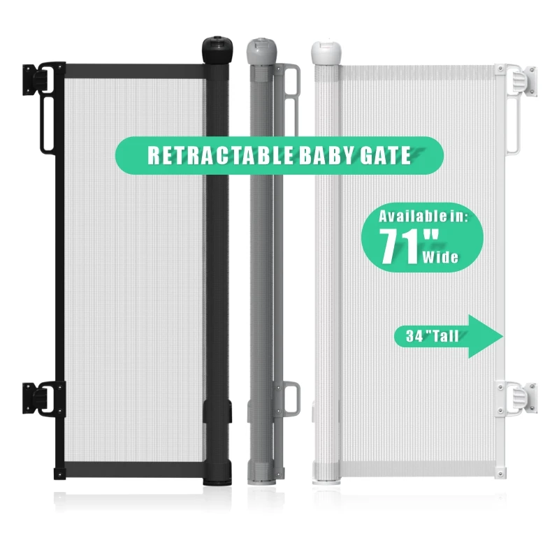 Retractable Mesh Stair Gate Safety Gate For Children Mesh Baby Gate ...