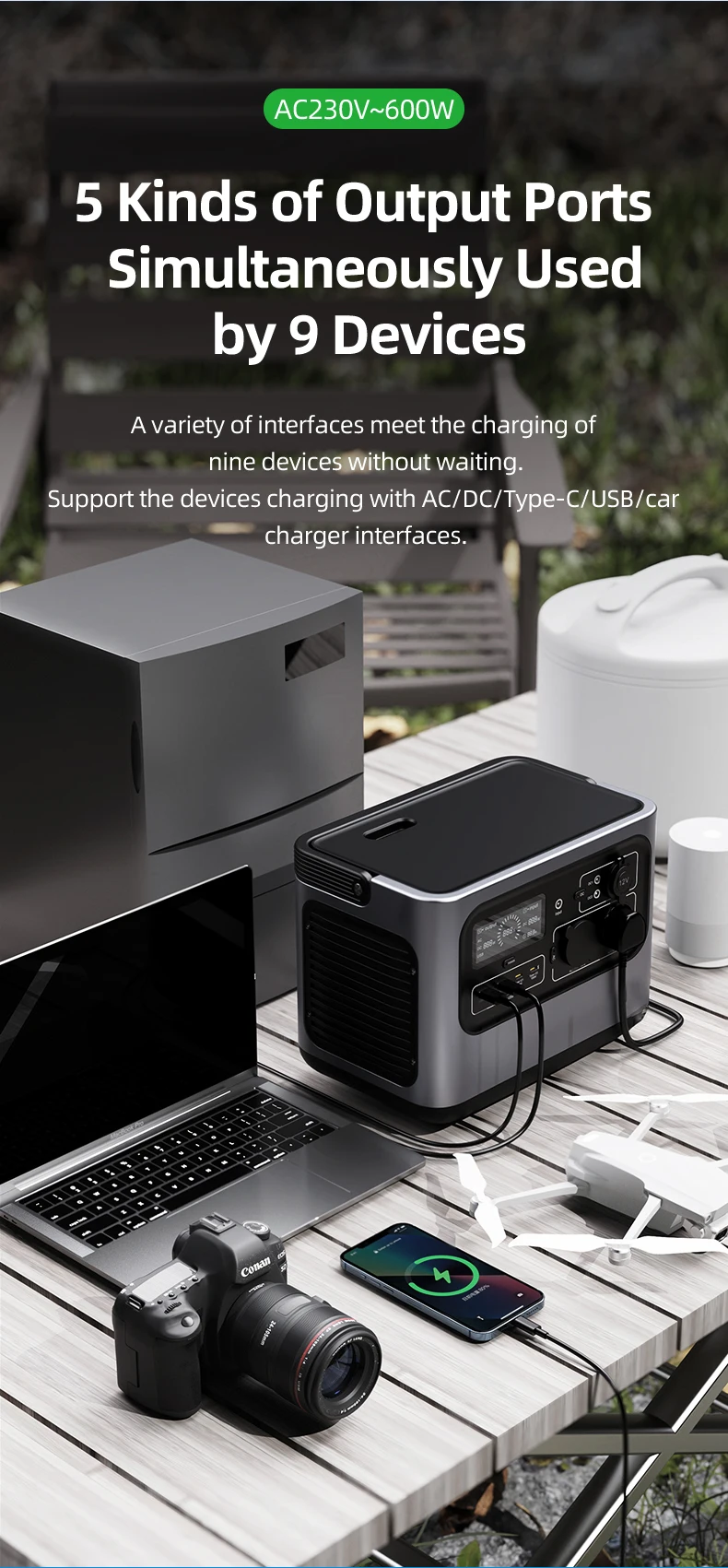 Portable 600WH Lithium Solar Generator for Outdoor Camping