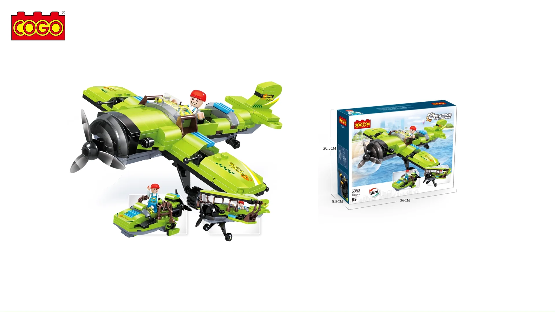 Cogo Oem Kids Airplane Blocks Toys Helicopter Plastic 3d Model Educational Building Blocks Set ...