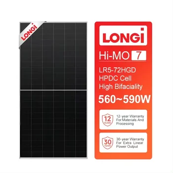 Longi Solar Panels Himo7 Lr5-72hgd N-type 560w 565w 570w 575w 580w 585w 590w Double-glass Pv ...