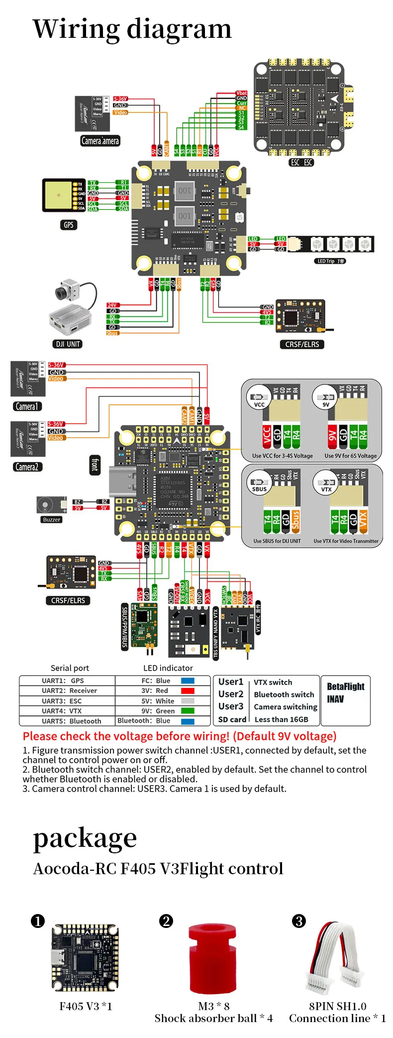 AOCODA-RC F405-V3 Professional F405 FPV Flight Controller with SD Card Support for Multi ...