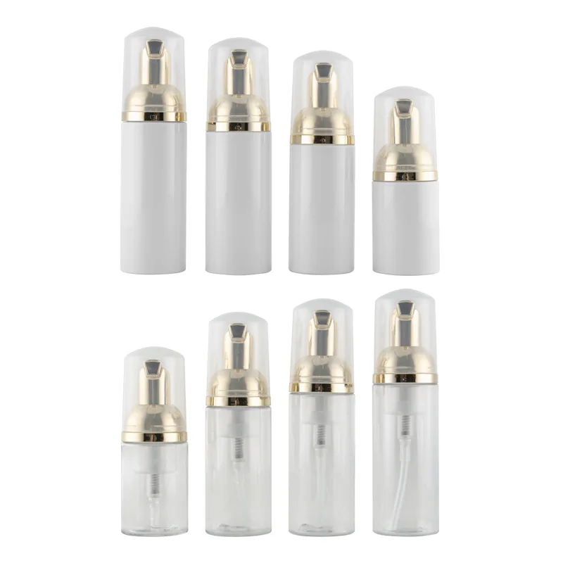 Mousse Bottle Pet 30ml 50ml 60ml Foam Bottle With Shiny Gold Foam Pump ...