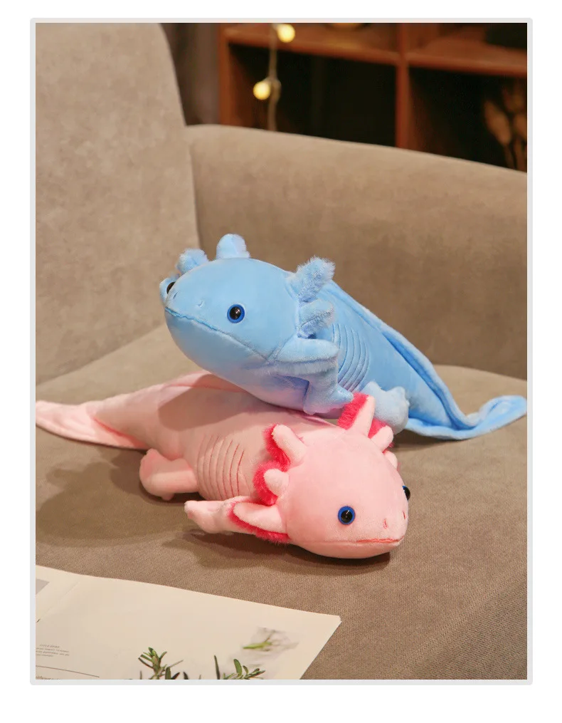 4 Color Cute Axolotl Stuffed Plush Toy Real Life Simulation Ambystoma ...