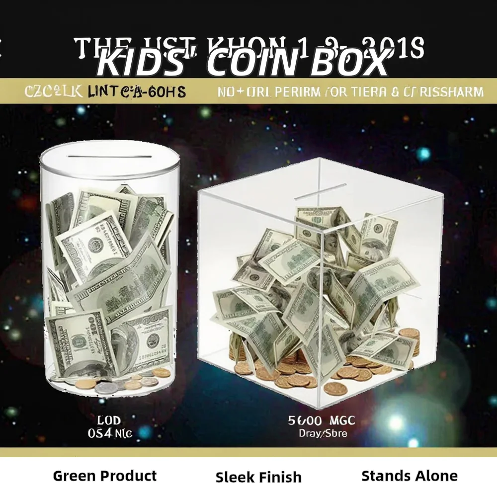 Modern Clear Acrylic Coin Container Popular Eco-Friendly Gift for ...
