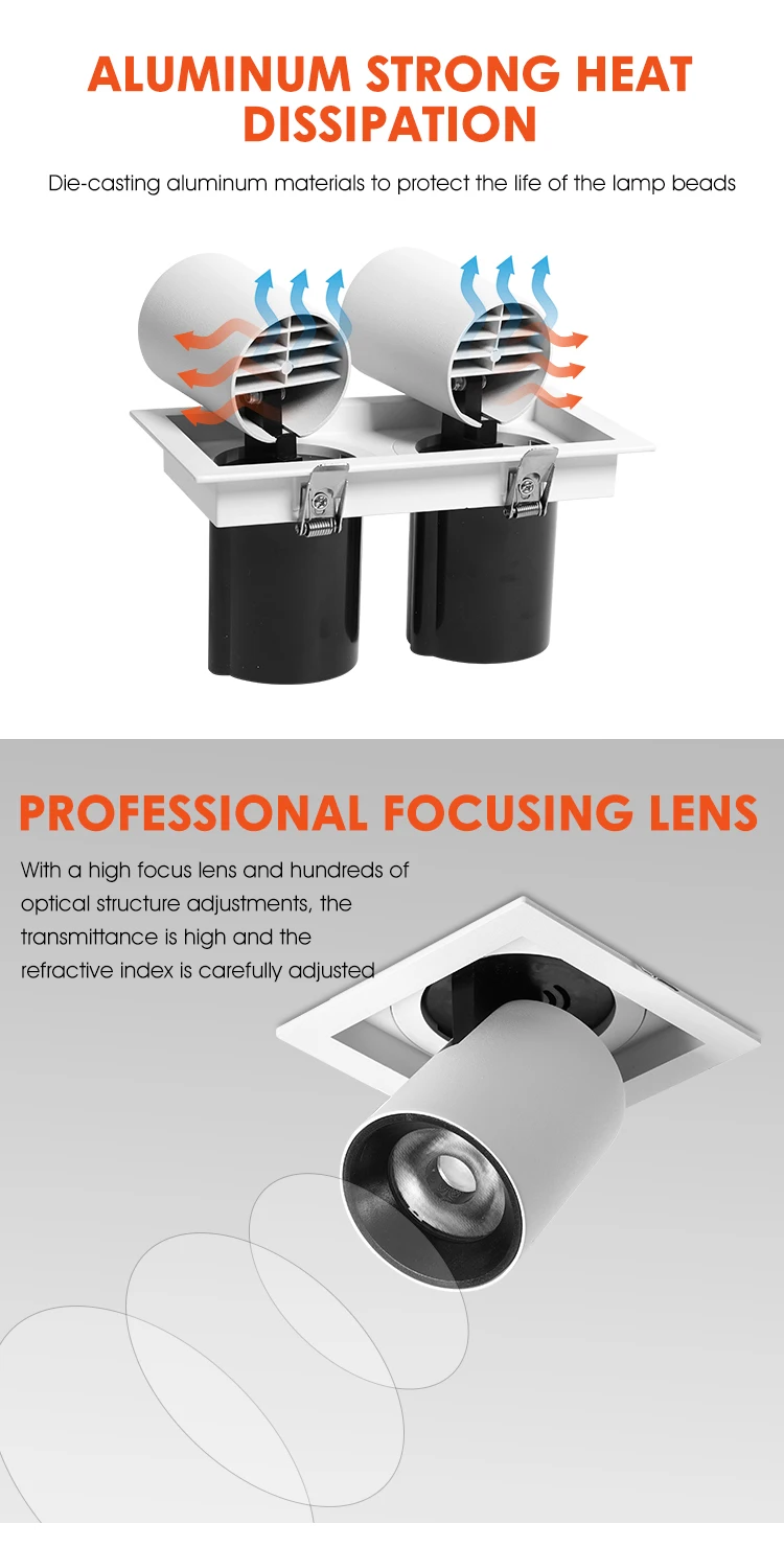 Sandeng Indoor Home Decorative Two Heads Lamp Recessed Spot Light Cob ...