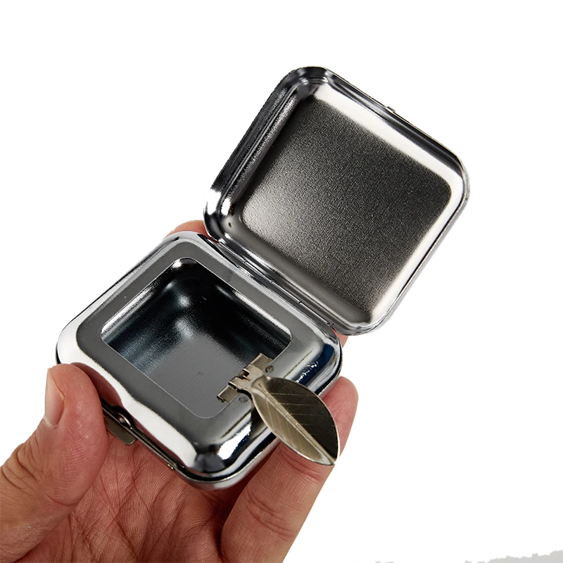 Customized Mini Square Pocket Cigarette Ashtray Tin Metal