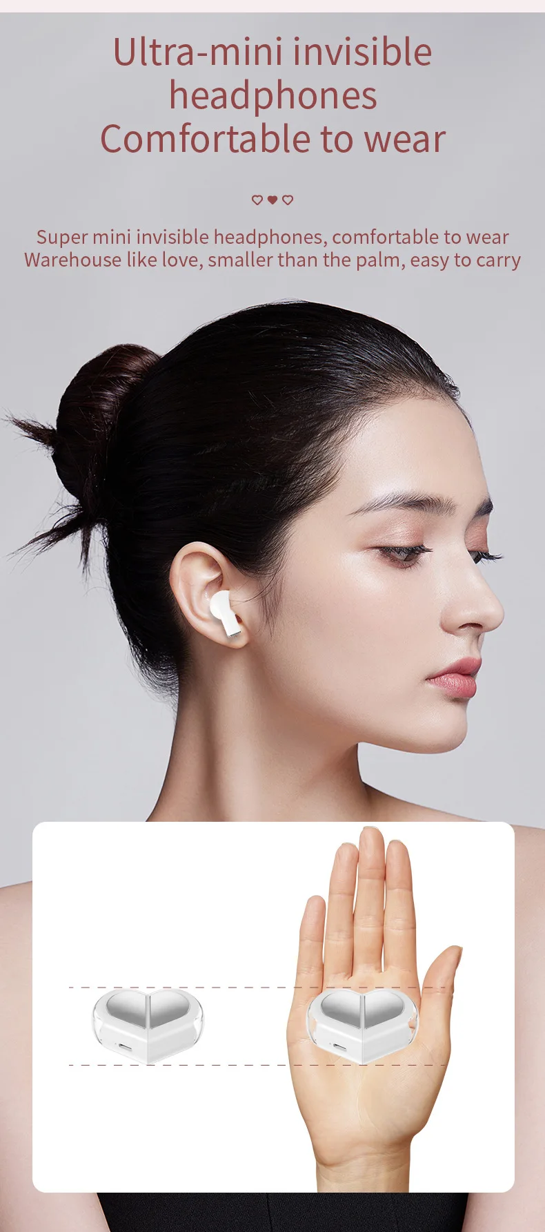 Heart Shaped TWS 5.3 Wireless Earphone - Creative Headphones