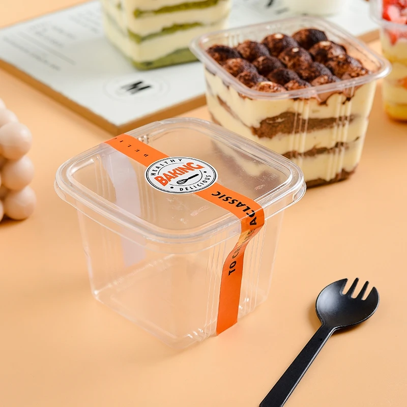 Huayi Disposable Plastic square Transparent for Cake Bakery Cake Snacks ...