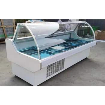 Fresh Meat Display Refrigerator Chiller Low Price Curved Glass Meat ...