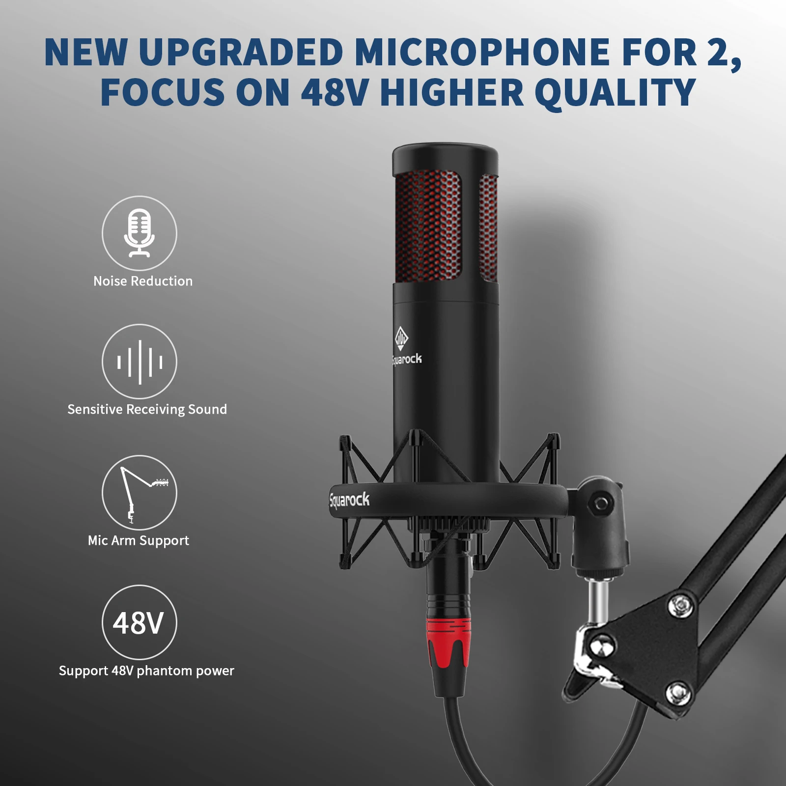 Squarock Recording Studio Equipment With 5/48v Microphones Headphone ...