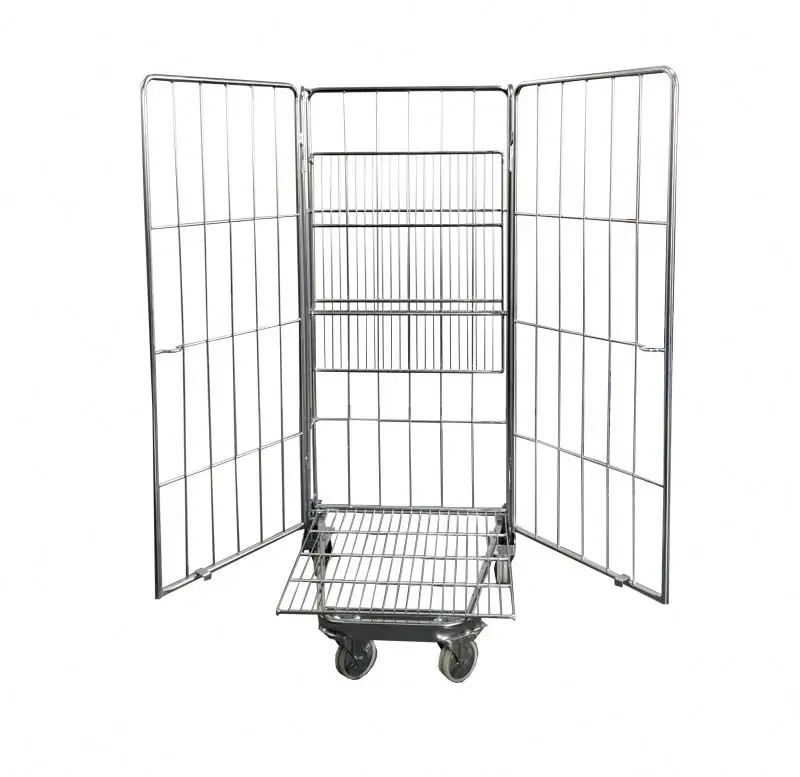 Transport Adjustable Height Foldable Rolling Mesh Pallet Warehouse Roll ...