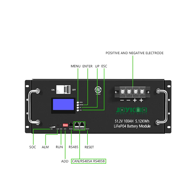 Rack-mounted Cabinet 48v 51.2v Ess Solution Lifepo4 Battery Pack 5kwh ...