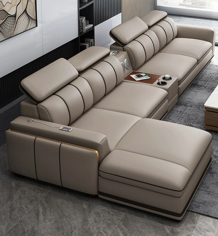Modern Luxury Living Room Furniture - Leather L Shape Sofas