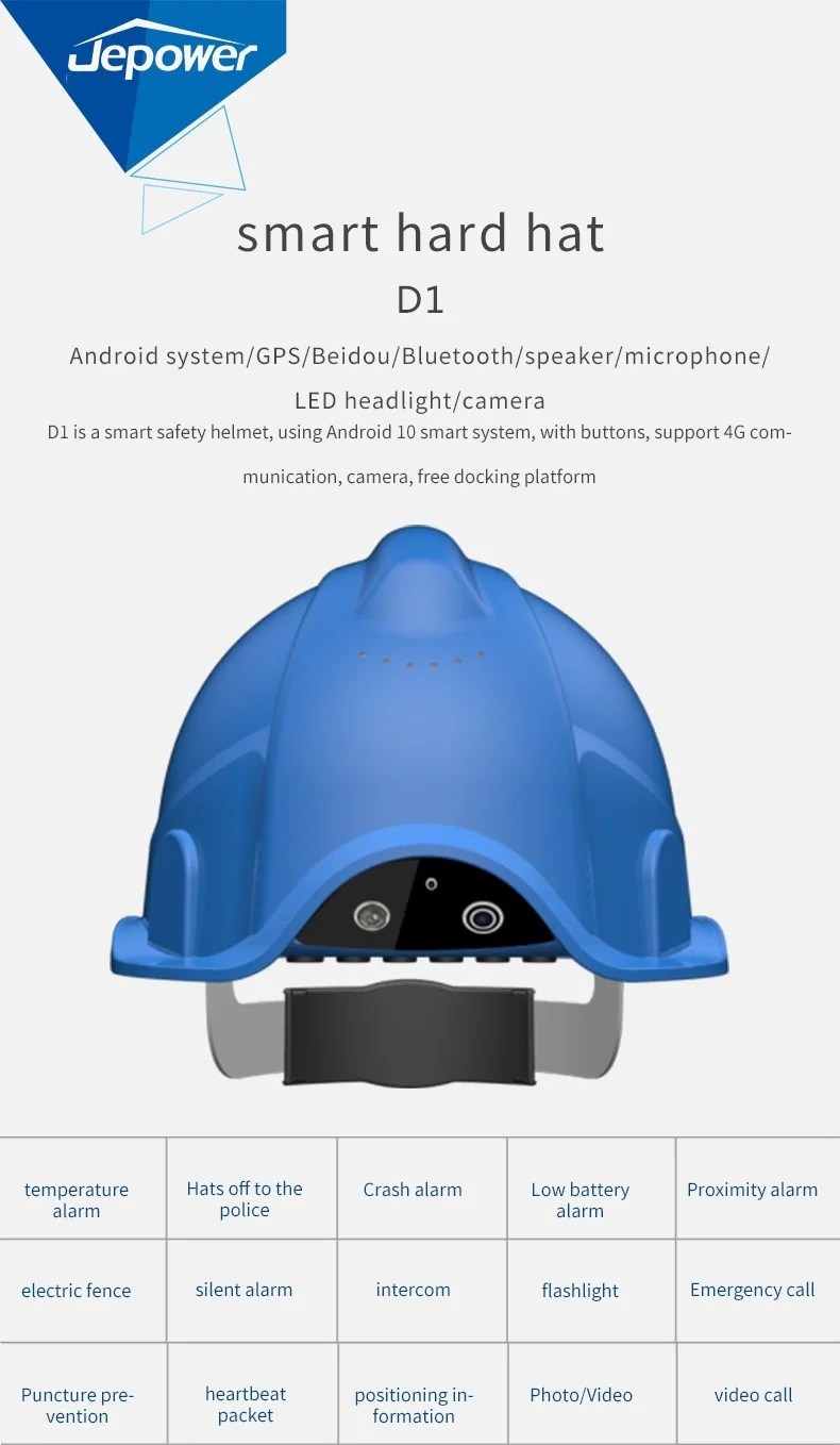 Jepower AI Smart GPS & Wifi-Integrated Hard Hat with LED Lights