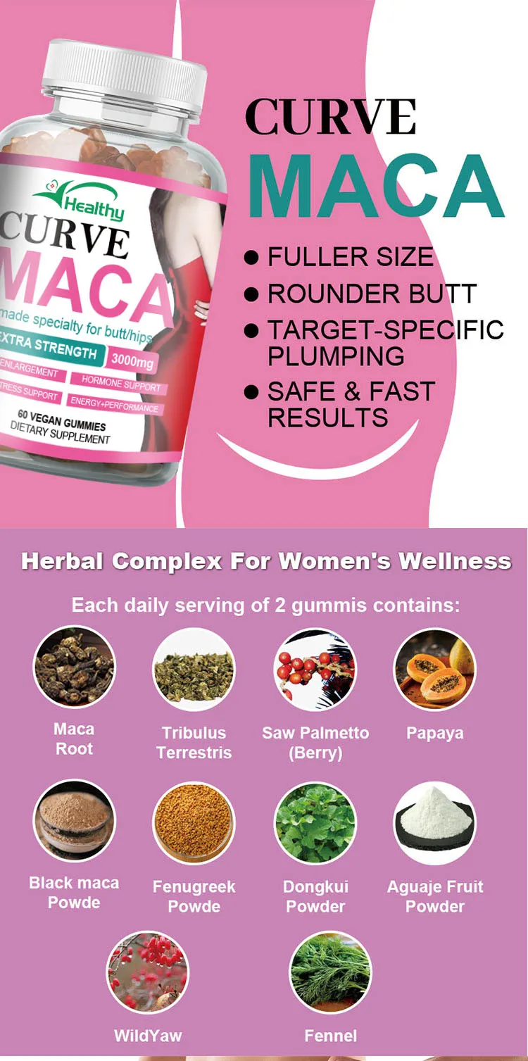 Curves Maca Gummies Booty Hip Butt Gummy Big Breast Enlargement Extremes Maca Gummies For Pour ...