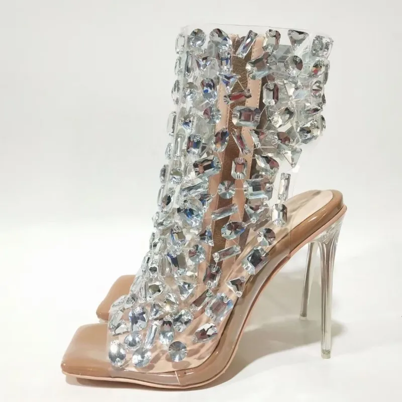 Bling Botas Peep Toe Elegant Wanita Booties - High Heel Luxury ...