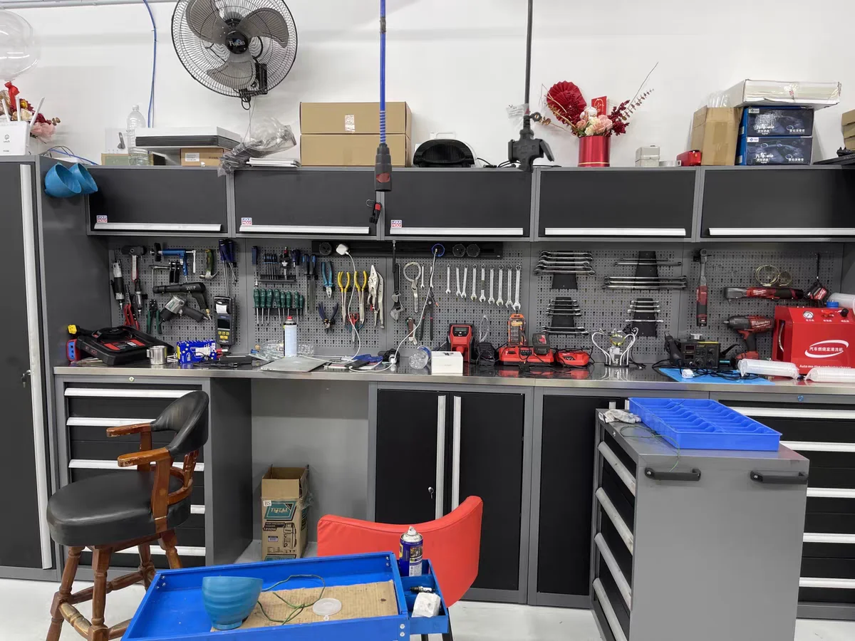 Corner Wall Modular Tool Cabinet System for Mechanic Garages