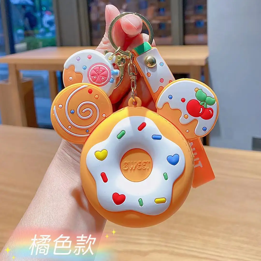 Cute Cartoon Silicone Doughnut Backpack Pendant Coin Purse