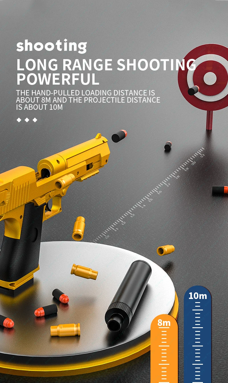 Outdoor Indoor Manual Loading Airsoft Bullet Pistol Gun Toy Desert ...