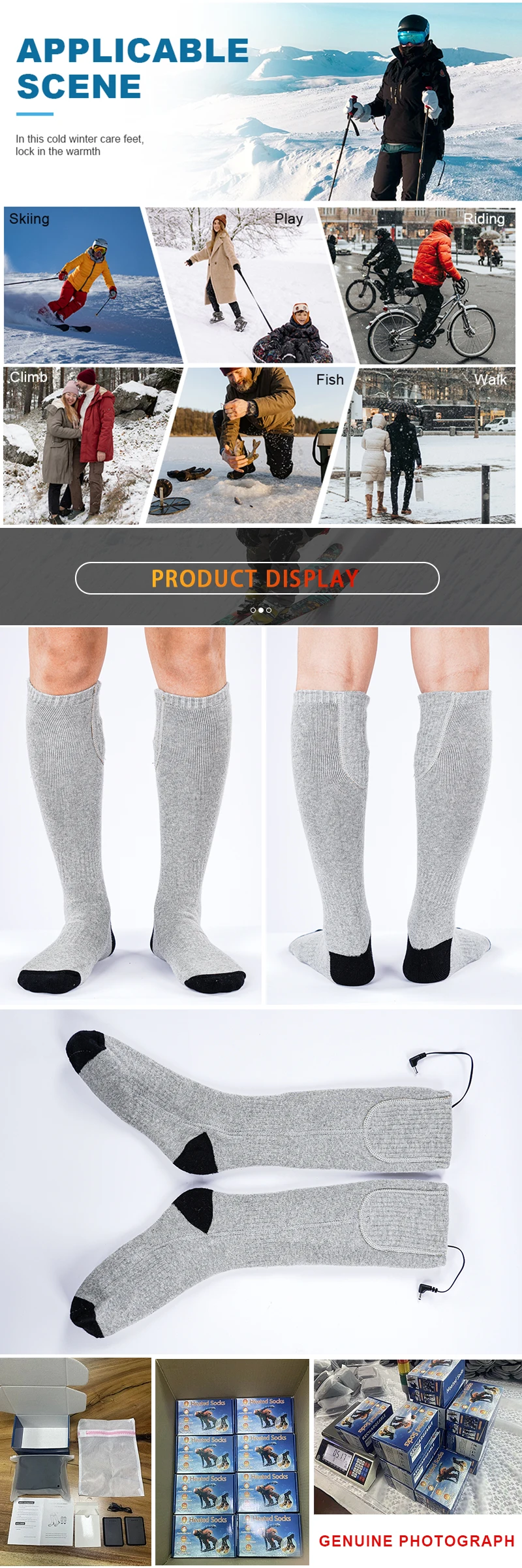 Coolmax Quick Dry Thermal Socks Usb Rechargeable Winter Snowboarding ...