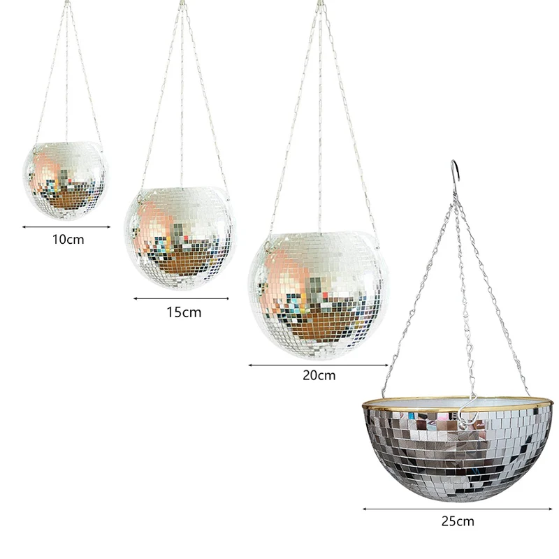 Handmade DIY Disco Mirror Ball Planter Pot – Reflective Indoor/Outdoor ...