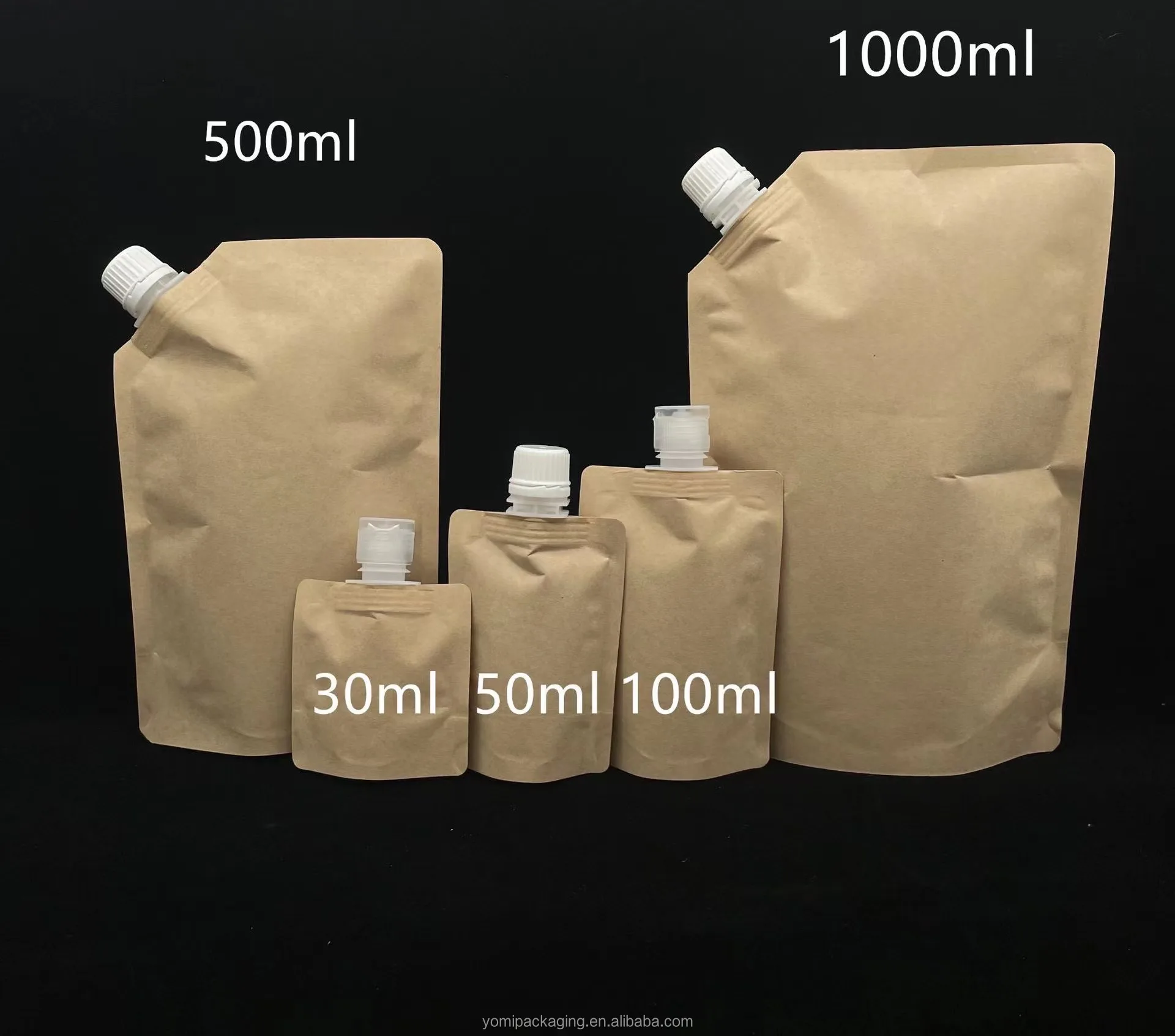 Eco Friendly Stand Up Kraft Paper Spout Refill Pouch With Spout Top ...