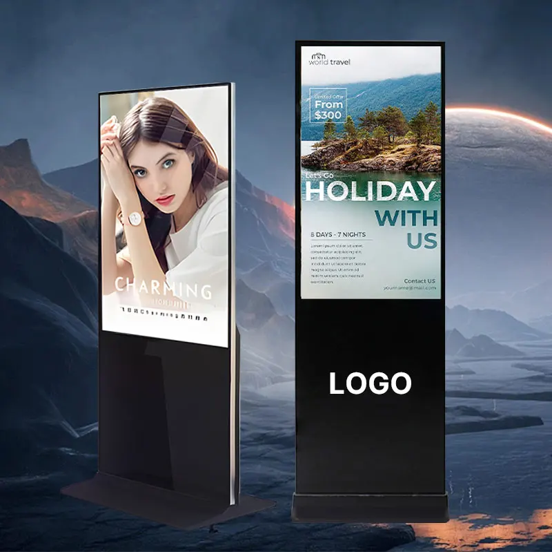 Custom Indoor Floor Stand Advertising Display Lcd Touch Kiosk Digital ...