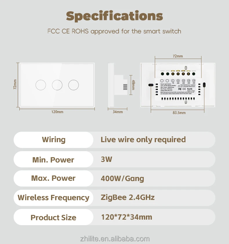 Tuya Smart Home Electric Wall Switch Tempered Glass Touch Switch No ...