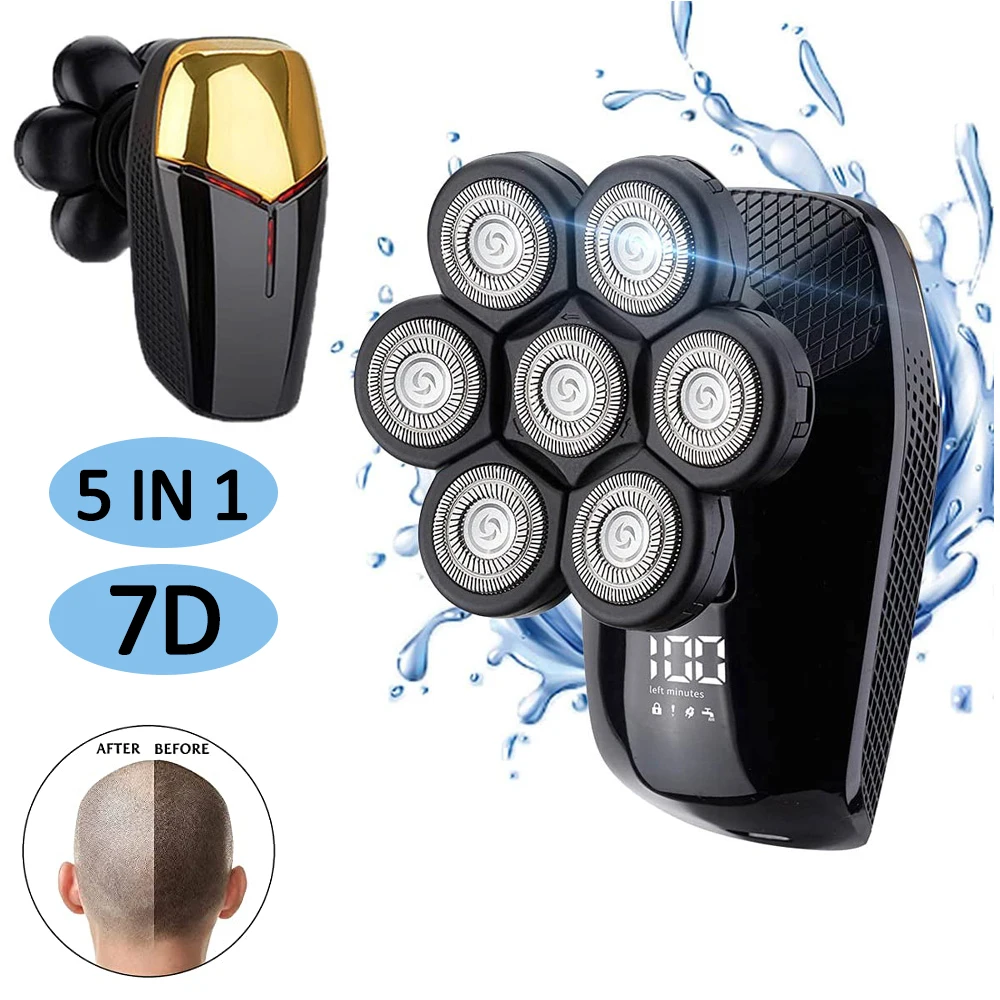 In Stock 7D Multi 5 in 1 Bald Men Head Shaver - Electric & Waterproof