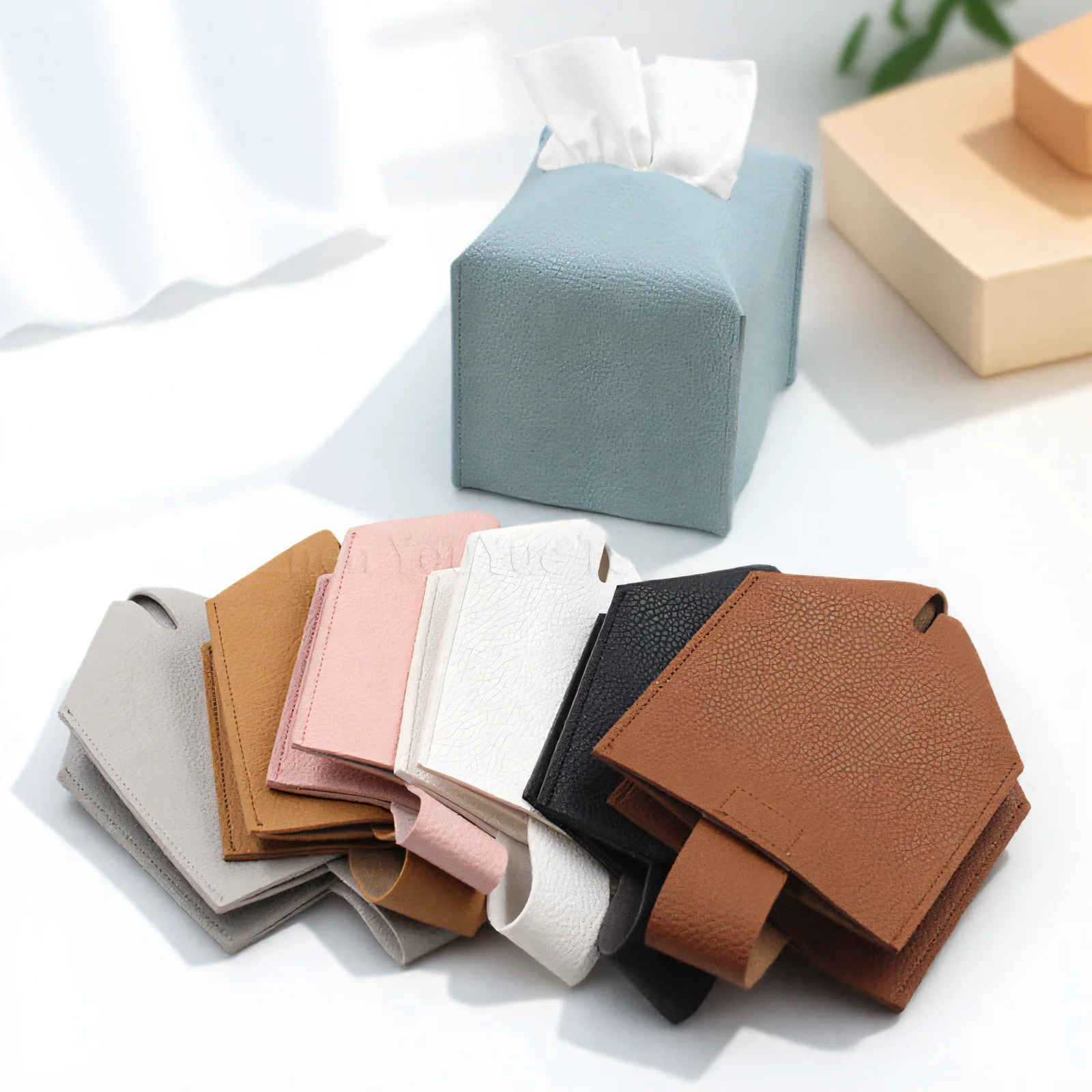 Magnetic Closure Boxes S Forever PU Leather Tissue Box Cover - White ...