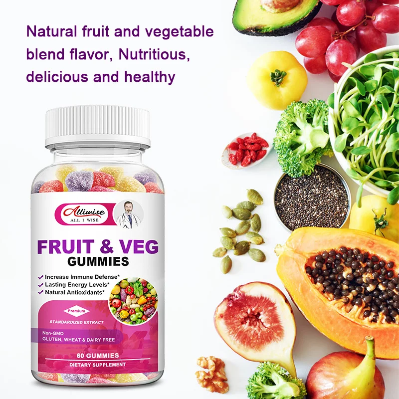 Oem Organic Fruit And Vegetable Gummies 60pcs Healthcare Herbal ...