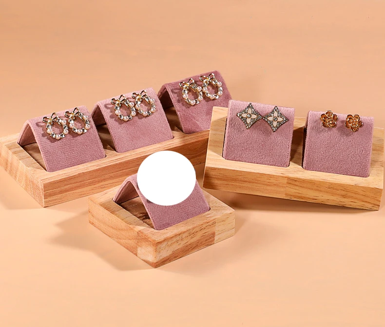Wooden 1 2 3 12 Slots Cards Showcase Jewelry Velvet Earring Holder ...