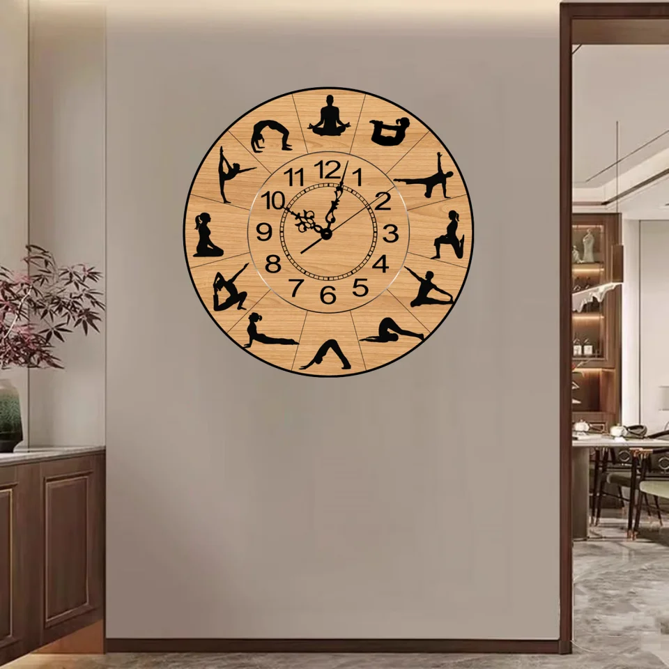 Hulee Brand New Circular Brief Wooden Clock Dining Room Wall Hanging ...