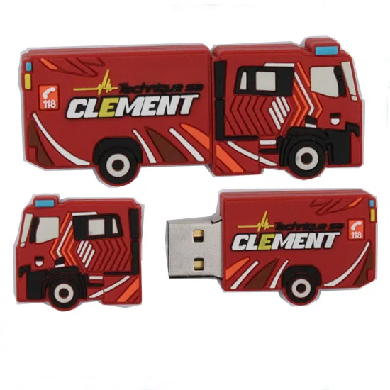 Factory Shape 3D Fire Fighting Truck Rescue Vehicle PVC USB Flash Disk ...