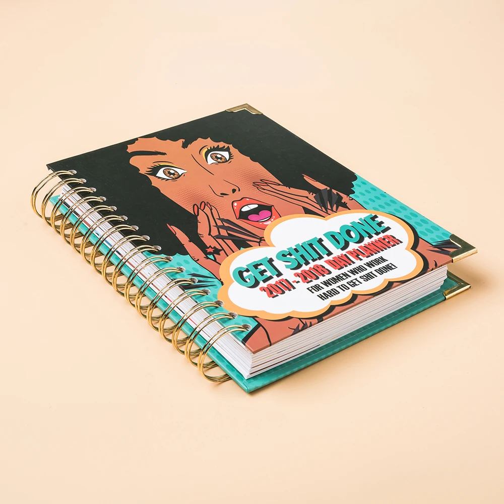 Custom Gold Spiral Bound 2017-2018 Day Planner,Weekly Planner,Yearly ...